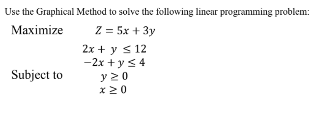Solved Use the Graphical Method to solve the following | Chegg.com