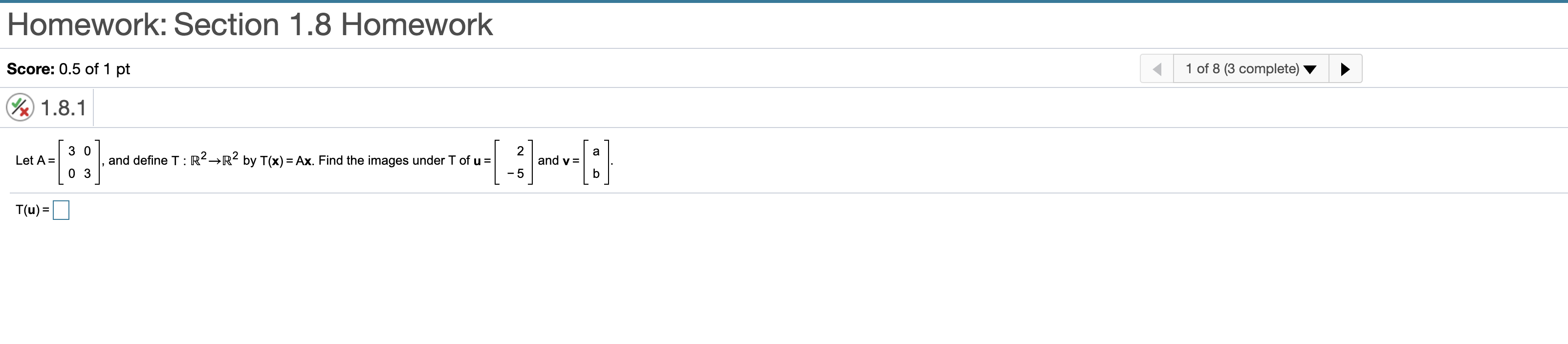Solved Homework: Section 1.8 Homework Score: 0.5 of 1 pt 1 | Chegg.com