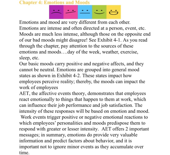 Solved Chapter 4: Emotions and Moods Emotions are intense | Chegg.com