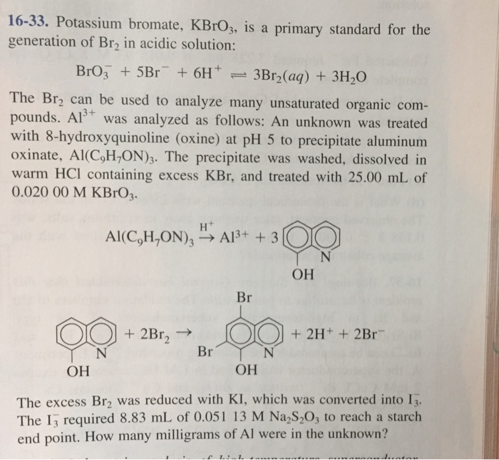 Solved 16-33. Potassium bromate, KBrOs, is a primary | Chegg.com