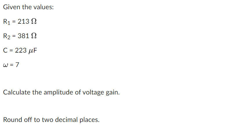 Solved Given the values: R1=243ΩR2=375ΩC=280μFω=14 By how | Chegg.com