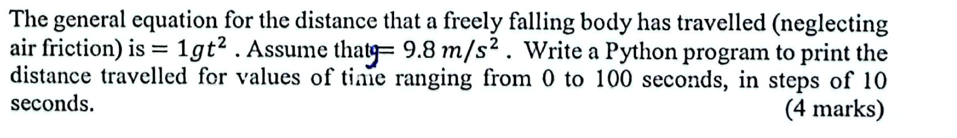 Solved The general equation for the distance that a freely | Chegg.com