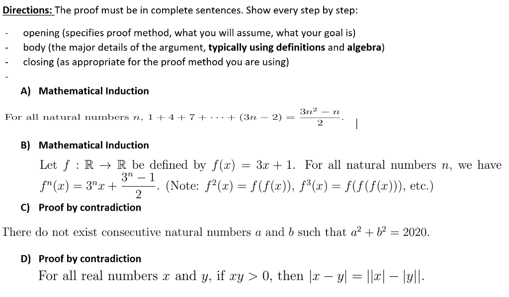 Solved Directions: The proof must be in complete sentences. | Chegg.com