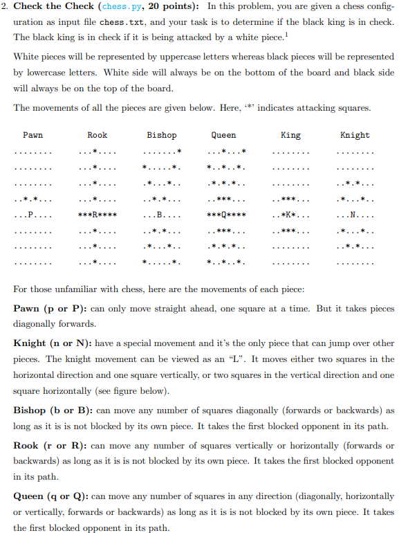 Solved King ( k or K ): can move one square at a time in any | Chegg.com