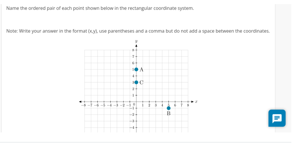 Solved Name the ordered pair of each point shown below in | Chegg.com