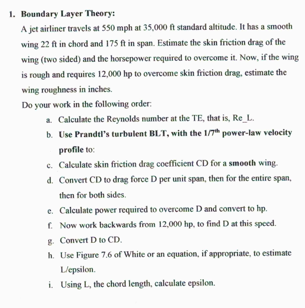 1. Boundary Layer Theory: A jet airliner travels at | Chegg.com