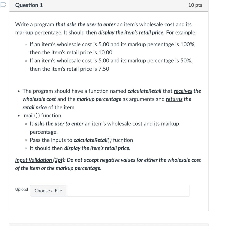 Solved Write a program that asks the user to enter an item's | Chegg.com
