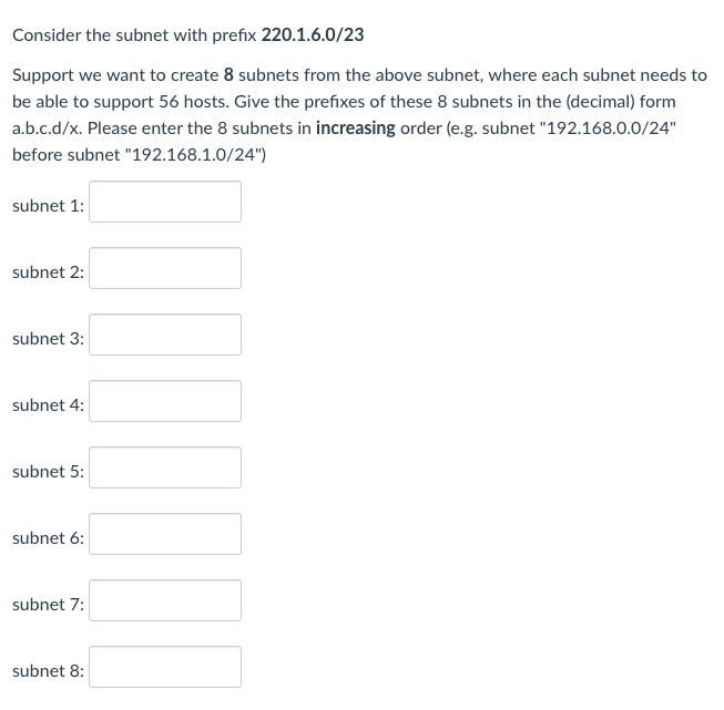 Solved Consider the subnet with prefix 220.1.6.0/23 Support | Chegg.com