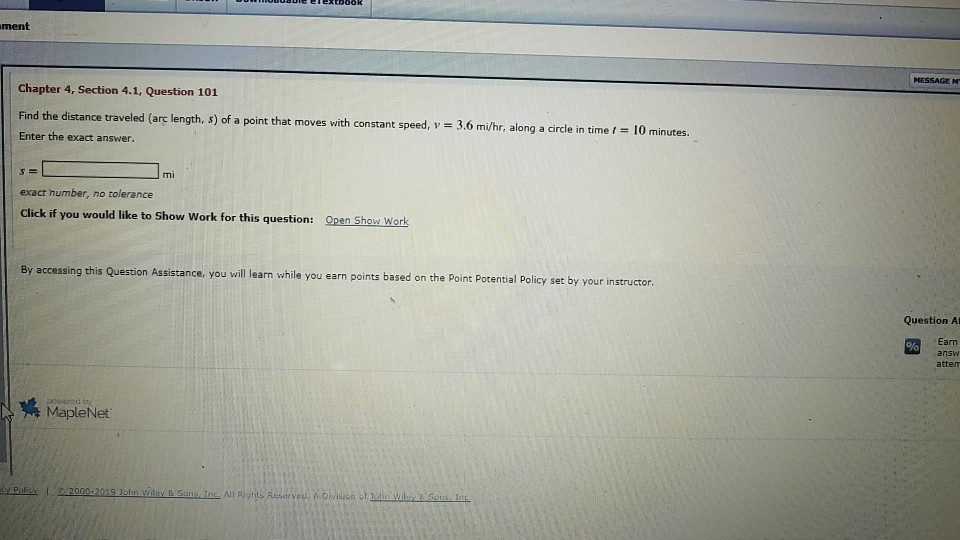 Solved ment MESSAGE M Chapter 4, Section 4.1, Question 101 | Chegg.com Solved ment MESSAGE M Chapter 4, Section 4.1, Question 101 | Chegg.com