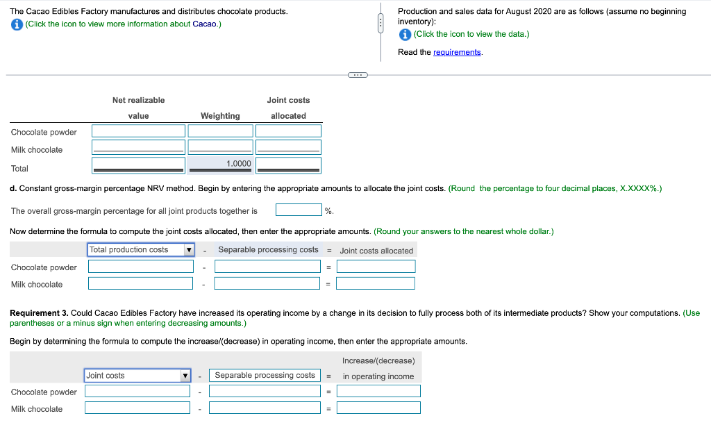 Solved The Cacao Edibles Factory manufactures and | Chegg.com
