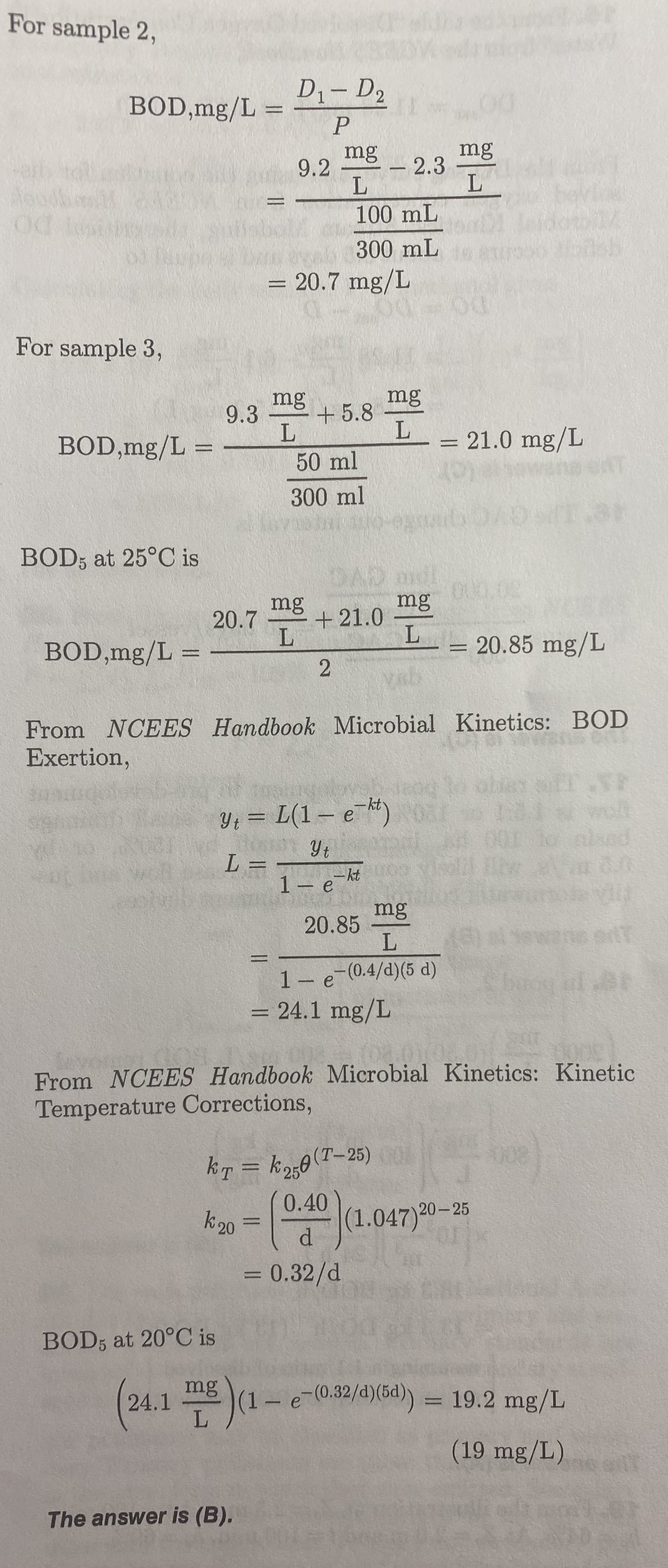 Solved \r\n\r\n14. See NCEES Handbook BOD Test Solution and | Chegg.com