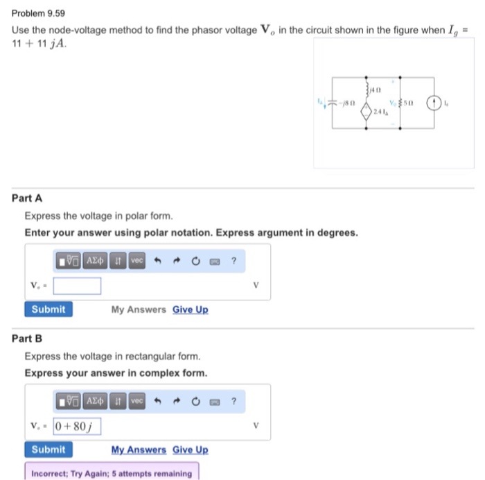 Solved Use the node-voltage method to find the phasor | Chegg.com
