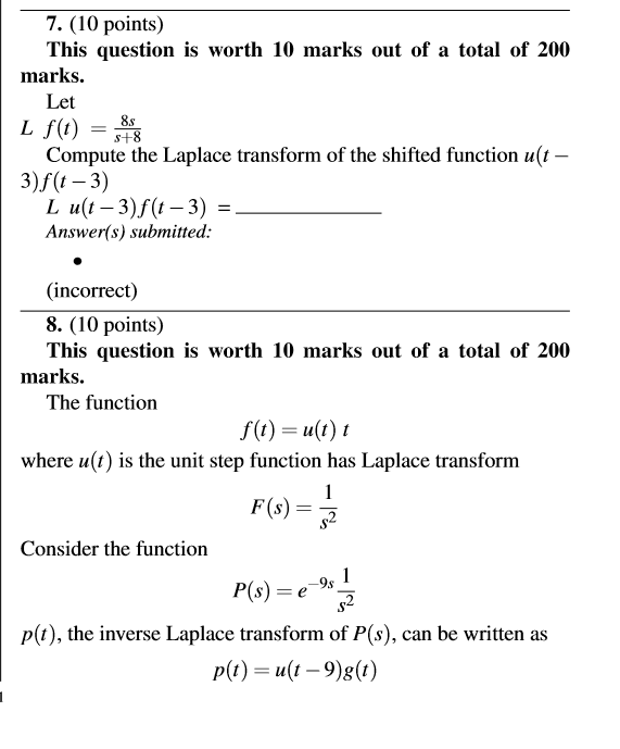 Solved laplace transform question, any help greatly | Chegg.com