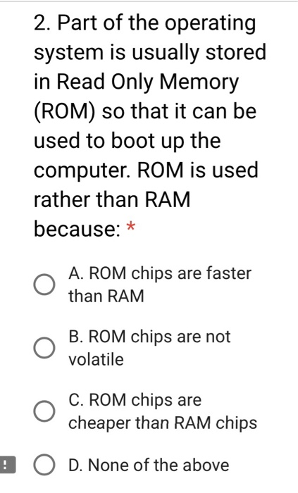Solved 1. What characteristic of Random Access Memory (RAM) | Chegg.com