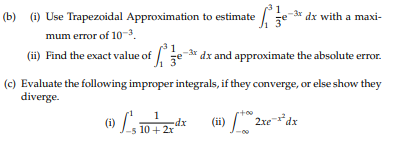 Solved (b) (1) Use Trapezoidal Approximation to estimate | Chegg.com