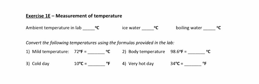 Solved Exercise 1E - Measurement of temperature Ambient | Chegg.com