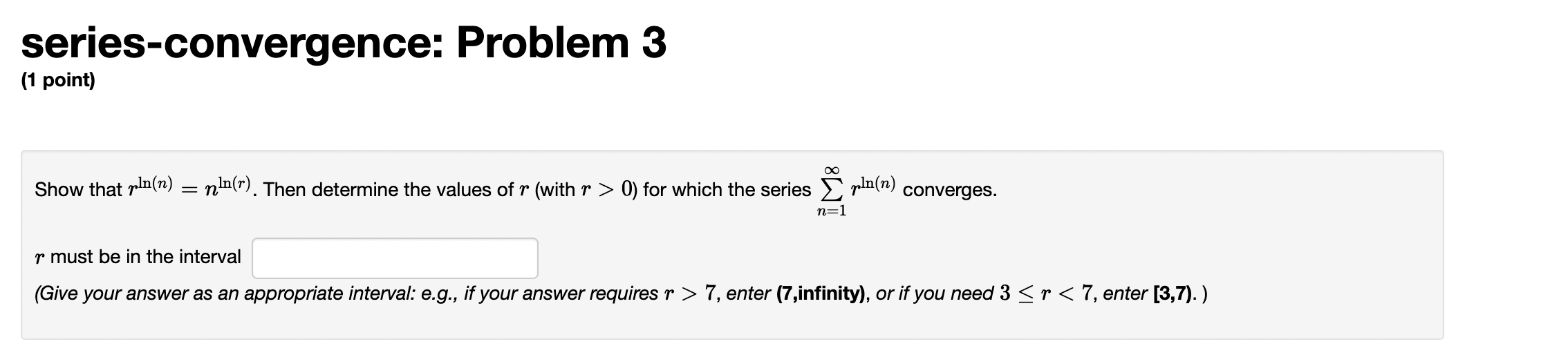 Solved series-convergence: Problem 3 (1 point) Show that | Chegg.com