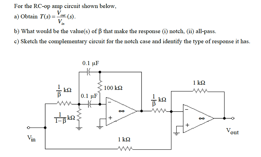 For the RC-op amp circuit shown below,a) ﻿Obtain | Chegg.com