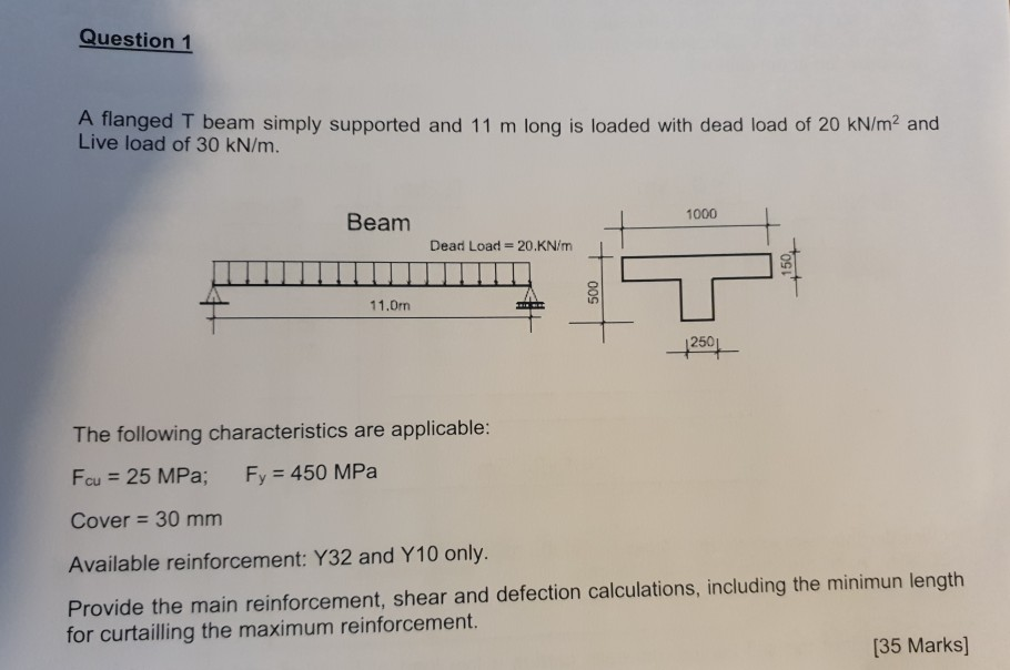 Answered: Concrete Flanged T-Beam Design Question 1 A flange Answered: Concrete Flanged T-Beam Design Question 1 A flange