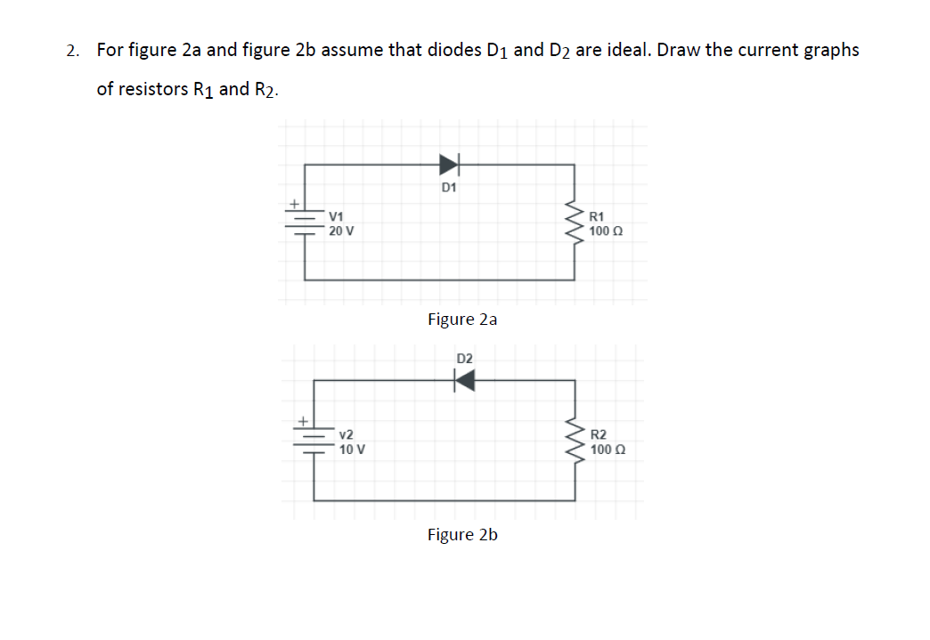 Solved 2. For figure 2a and figure 2b assume that diodes D1 | Chegg.com