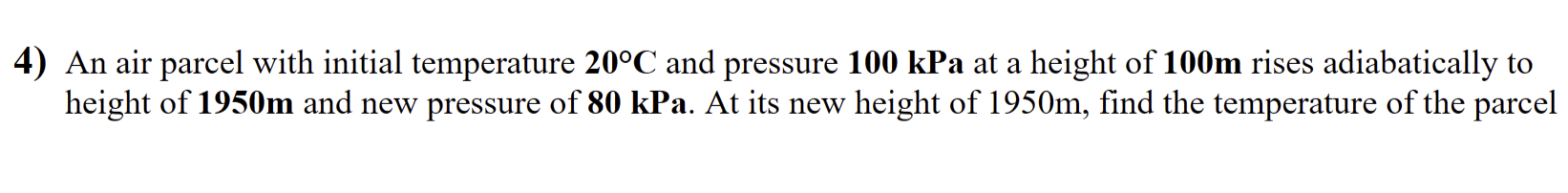 Solved An air parcel with initial temperature 20°C ﻿and | Chegg.com