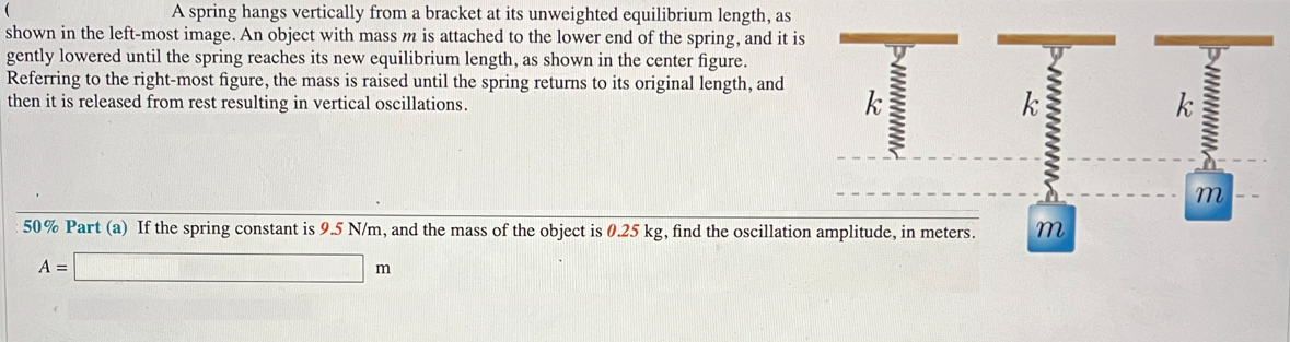 Solved A spring hangs vertically from a bracket at its | Chegg.com