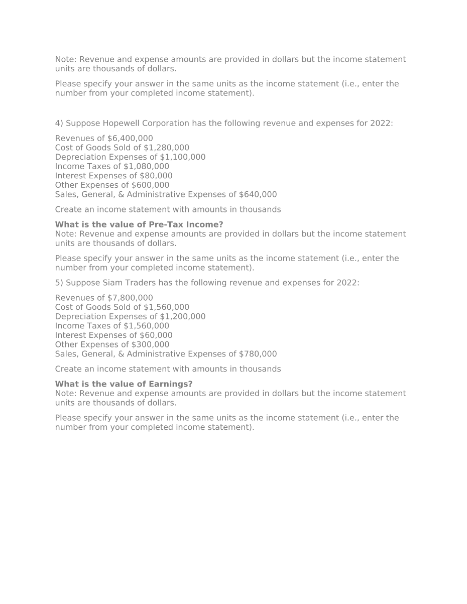 Solved 1) Fill in the missing information from the income | Chegg.com