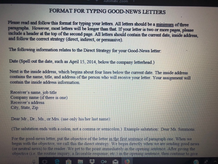 Solved Write a DIRECT ORDER LETTER using the scenario | Chegg.com
