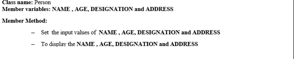 Solved Class name: Person Member variables: NAME, AGE, | Chegg.com