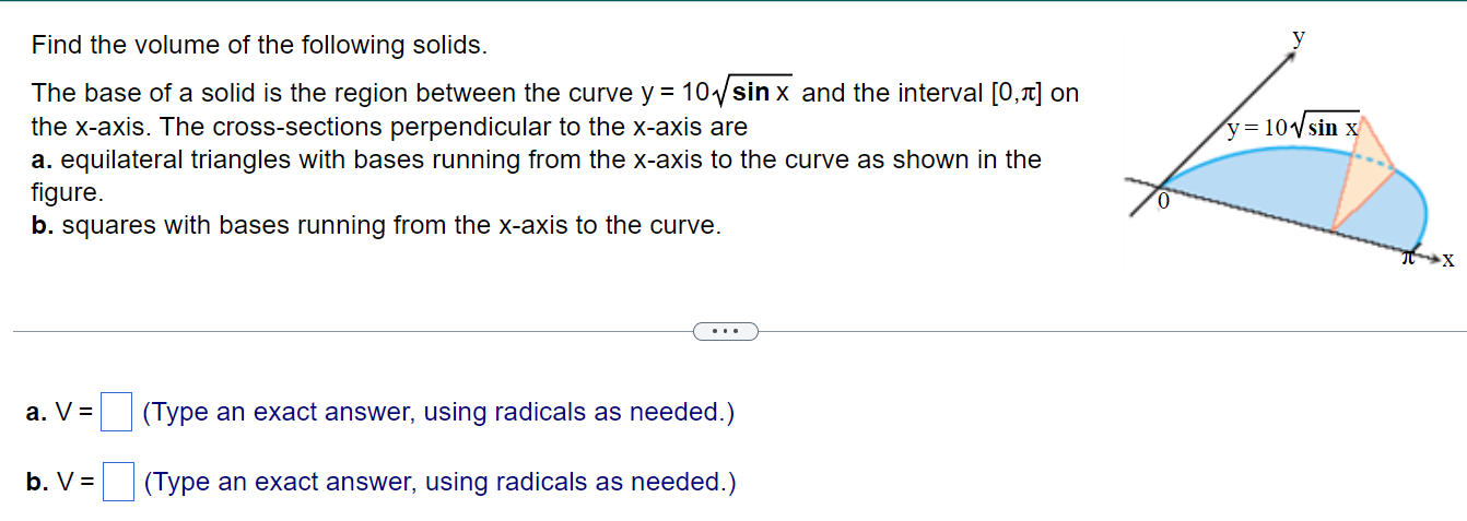 Find the volume of the following solids. The base of | Chegg.com