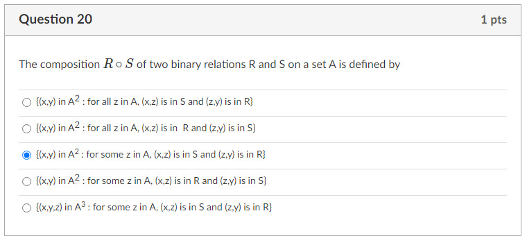 Solved The composition R∘SR∘S of two binary relations R and | Chegg.com