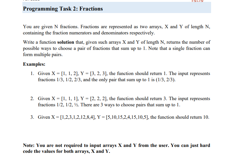 Solved בוב Programming Task 2: Fractions You are given N | Chegg.com