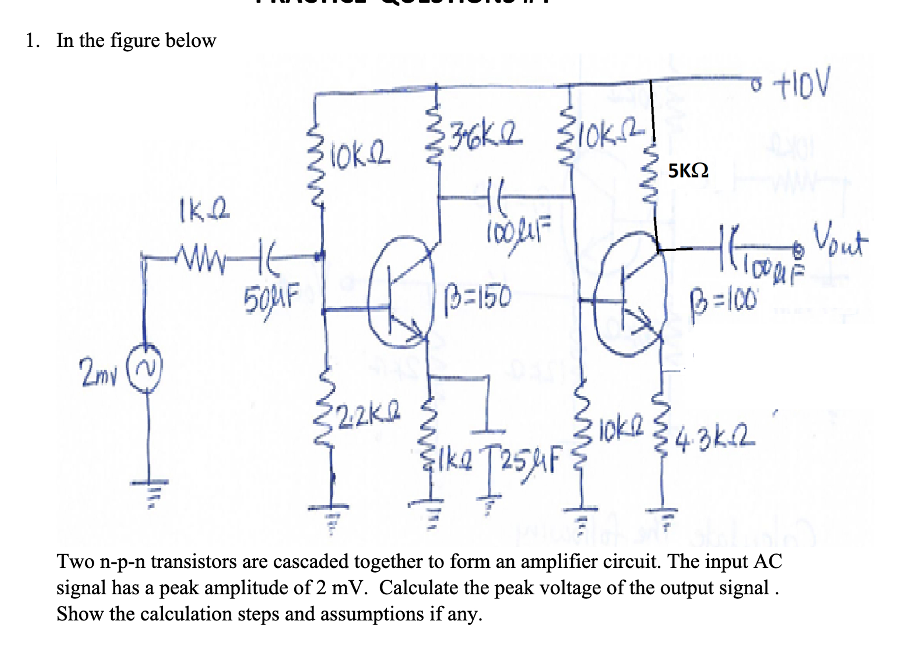 Solved signal has a peak amplitude of 2 ﻿mV . ﻿Calculate the | Chegg.com