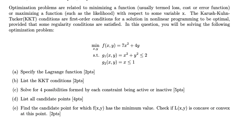Solved Optimization Problems Are Related To Minimizing A 9170