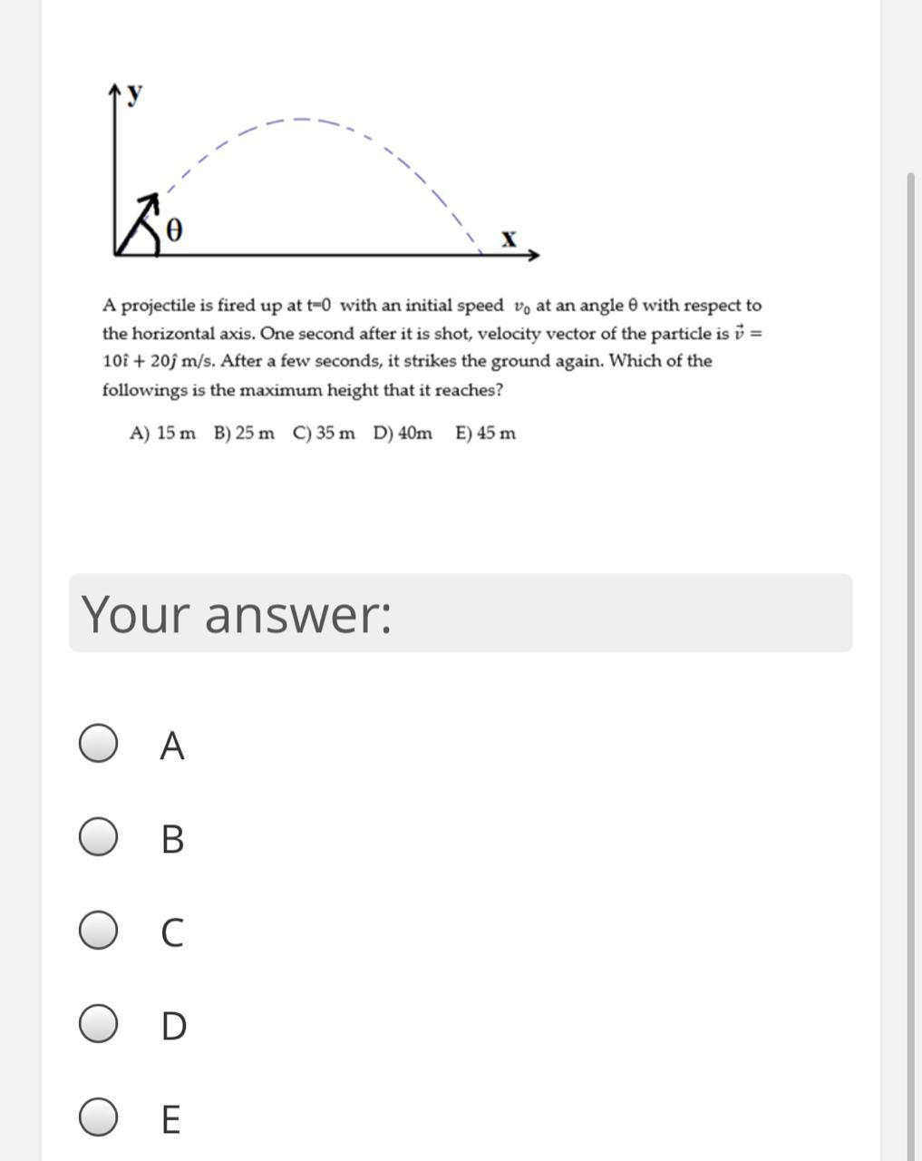 Solved A projectile is fired up at t-0 with an initial speed | Chegg.com