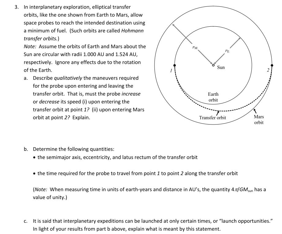 Solved 3. In interplanetary exploration, elliptical transfer | Chegg.com
