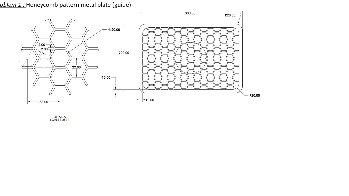 Solved Problem 1: Honeycomb pattern metal plate Unit: mmgs | Chegg.com