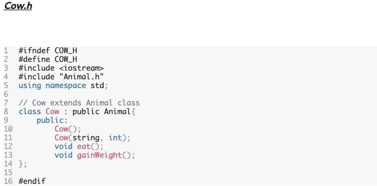 Solved Animal.h Animal.cpp \( \begin{array}{ll}1 & \text { | Chegg.com