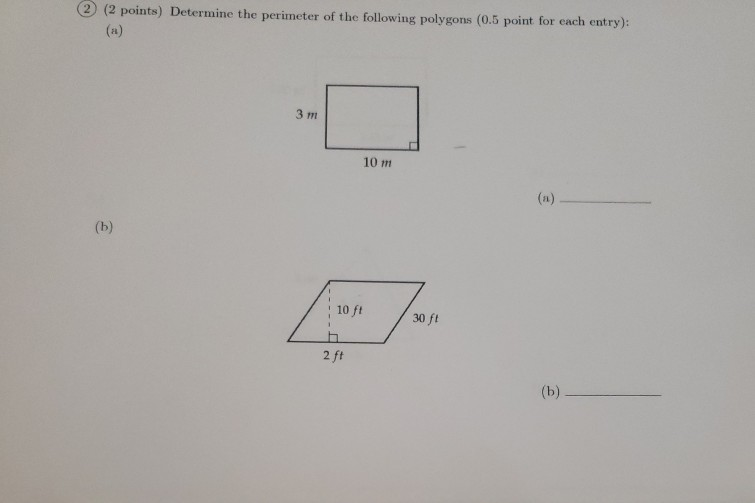 Solved (2) (2 points) Determine the perimeter of the | Chegg.com