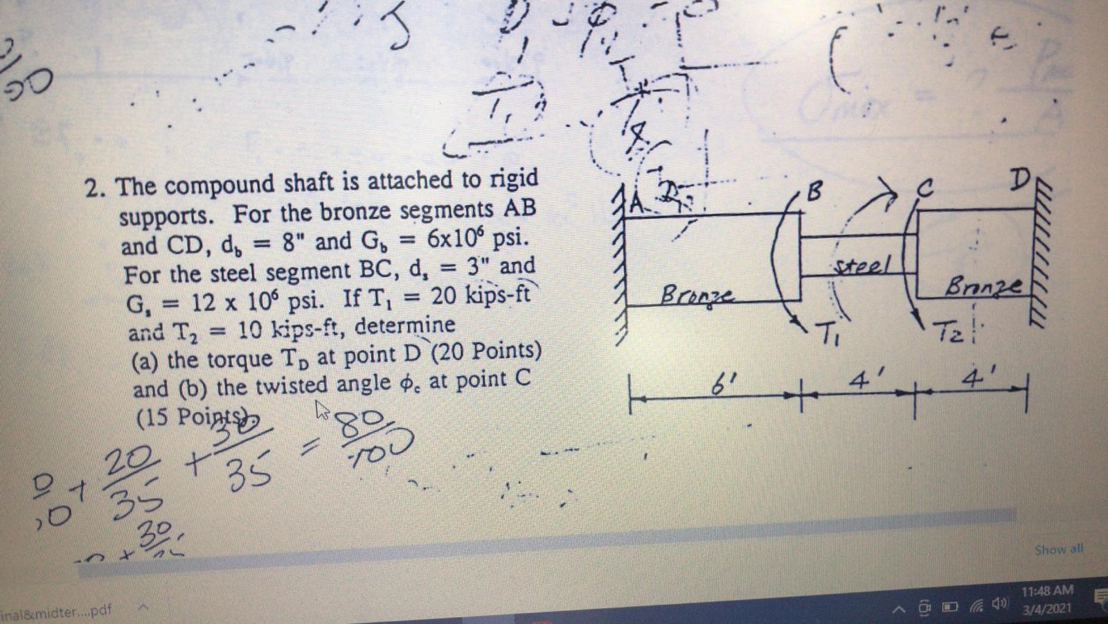 Solved so Wish סכ B 4A ན steel Brunzel 2. The compound shaft | Chegg.com
