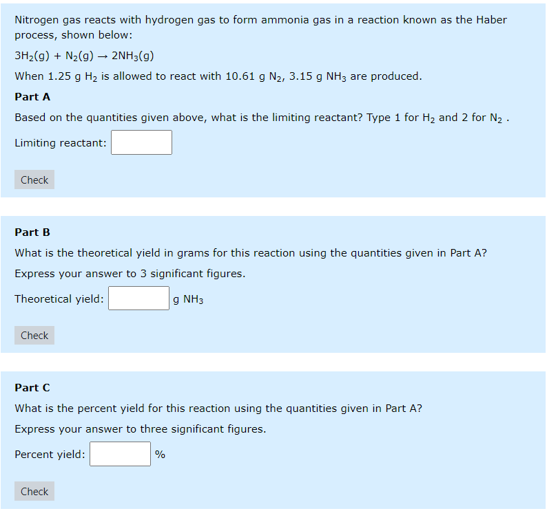 Solved Nitrogen gas reacts with hydrogen gas to form ammonia | Chegg.com