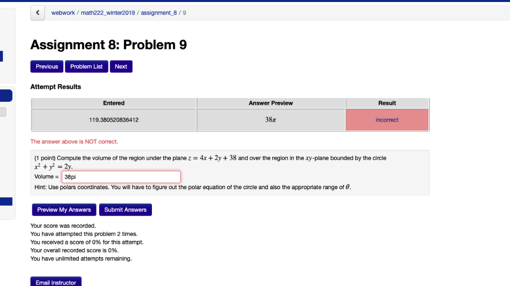 Solved webwork/math222 winter2019 assignment 8/9 Assignment | Chegg.com Solved webwork/math222 winter2019 assignment 8/9 Assignment | Chegg.com