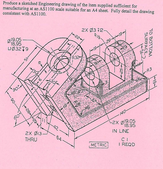 Produce a sketched Engineering drawing of the item | Chegg.com