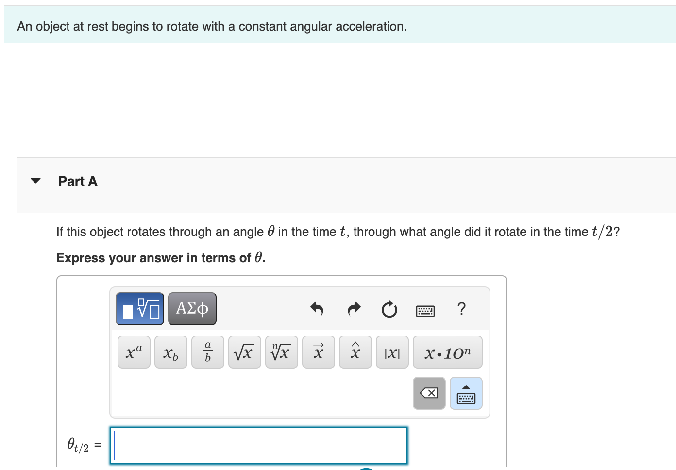 Solved An object at rest begins to rotate with a constant | Chegg.com