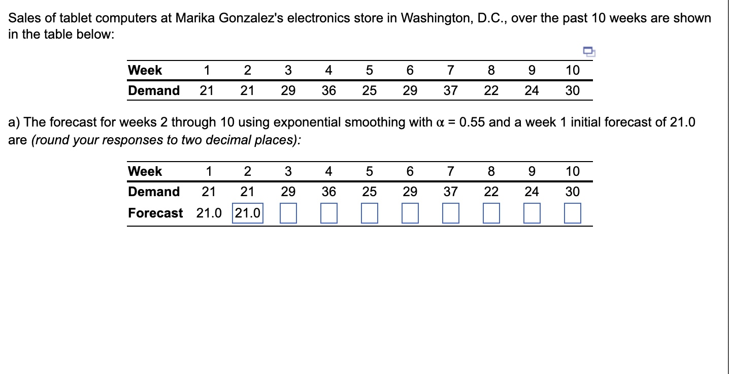 Solved Sales of tablet computers at Marika Gonzalez's | Chegg.com