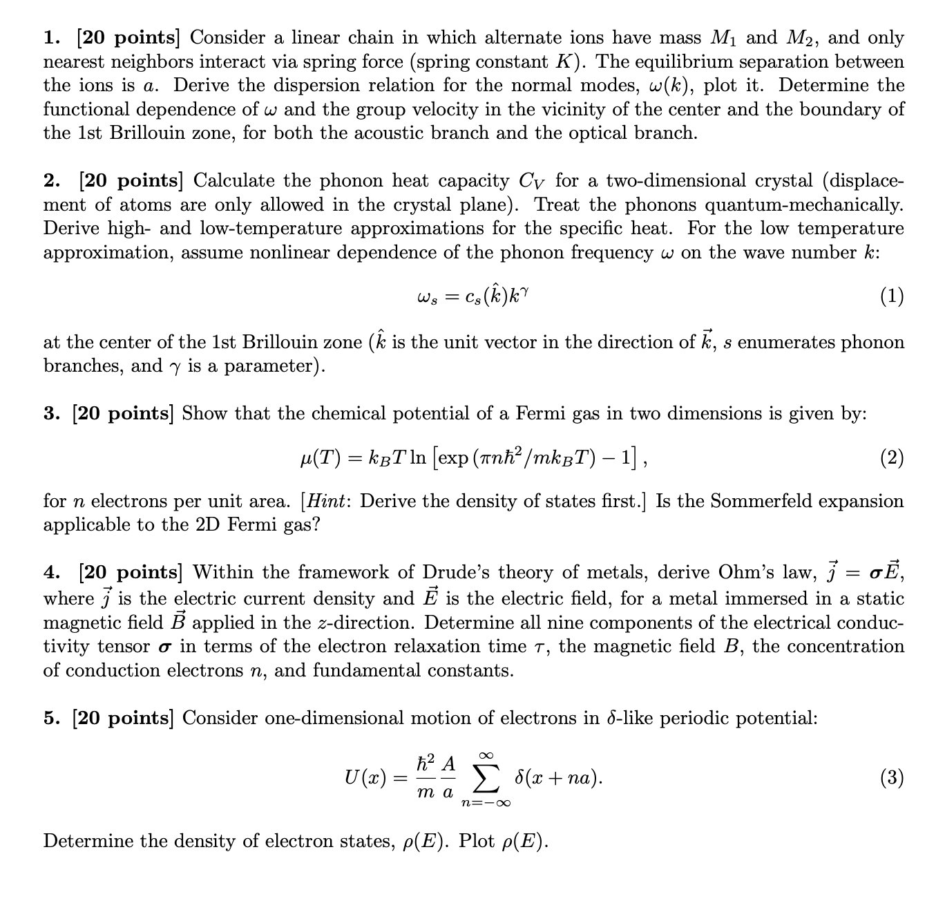 Solved [20 ﻿points] ﻿Consider a linear chain in ﻿which | Chegg.com