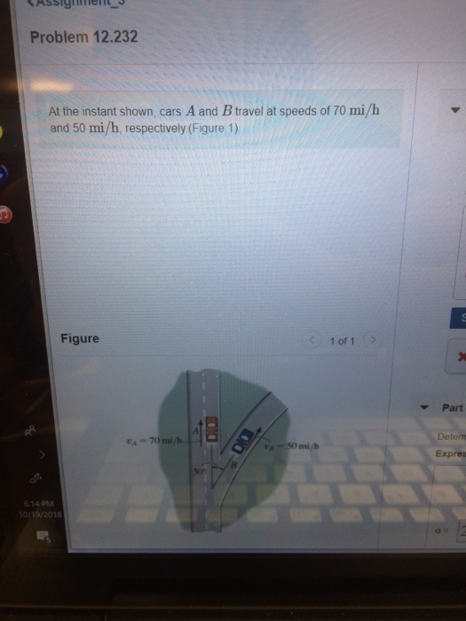 Solved Problem 12.232 At the instant shown, cars A and B | Chegg.com