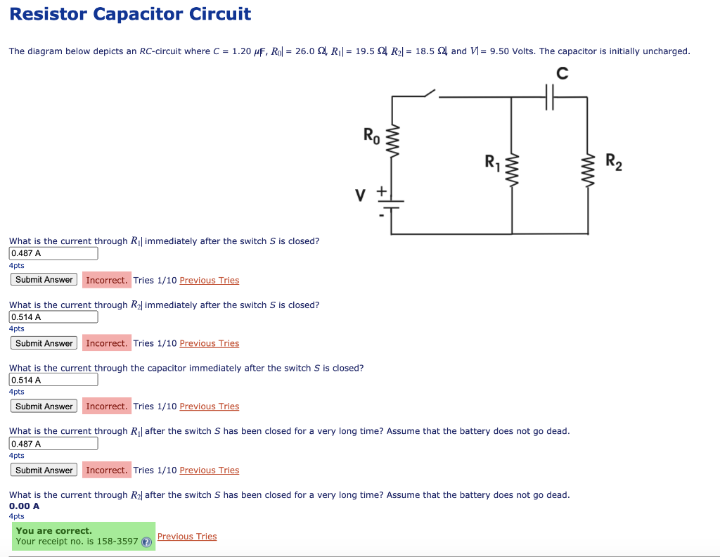 Solved Resistor Capacitor Circuit The diagram below depicts | Chegg.com