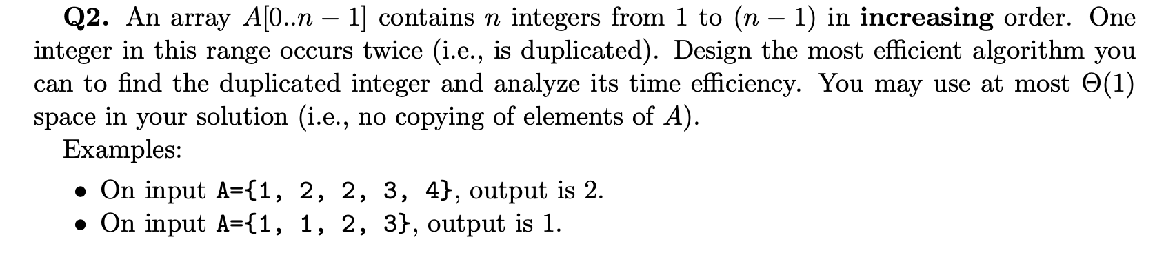Solved Q2 An Array A On 1 Contains N Integers From 1 
