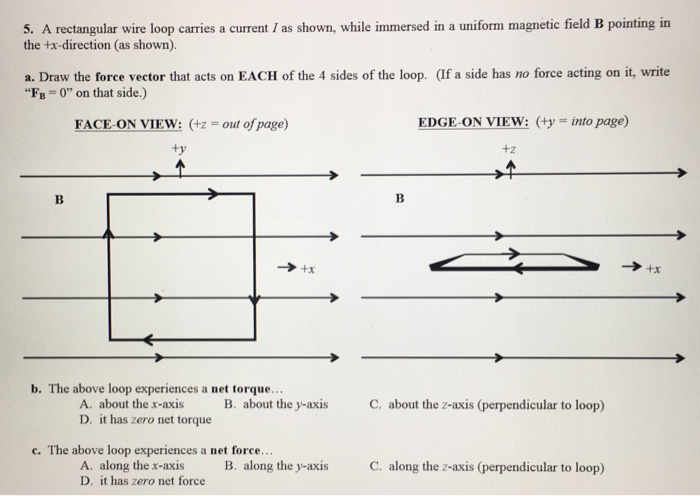 Solved 5. A rectangular wire loop carries a current I as | Chegg.com
